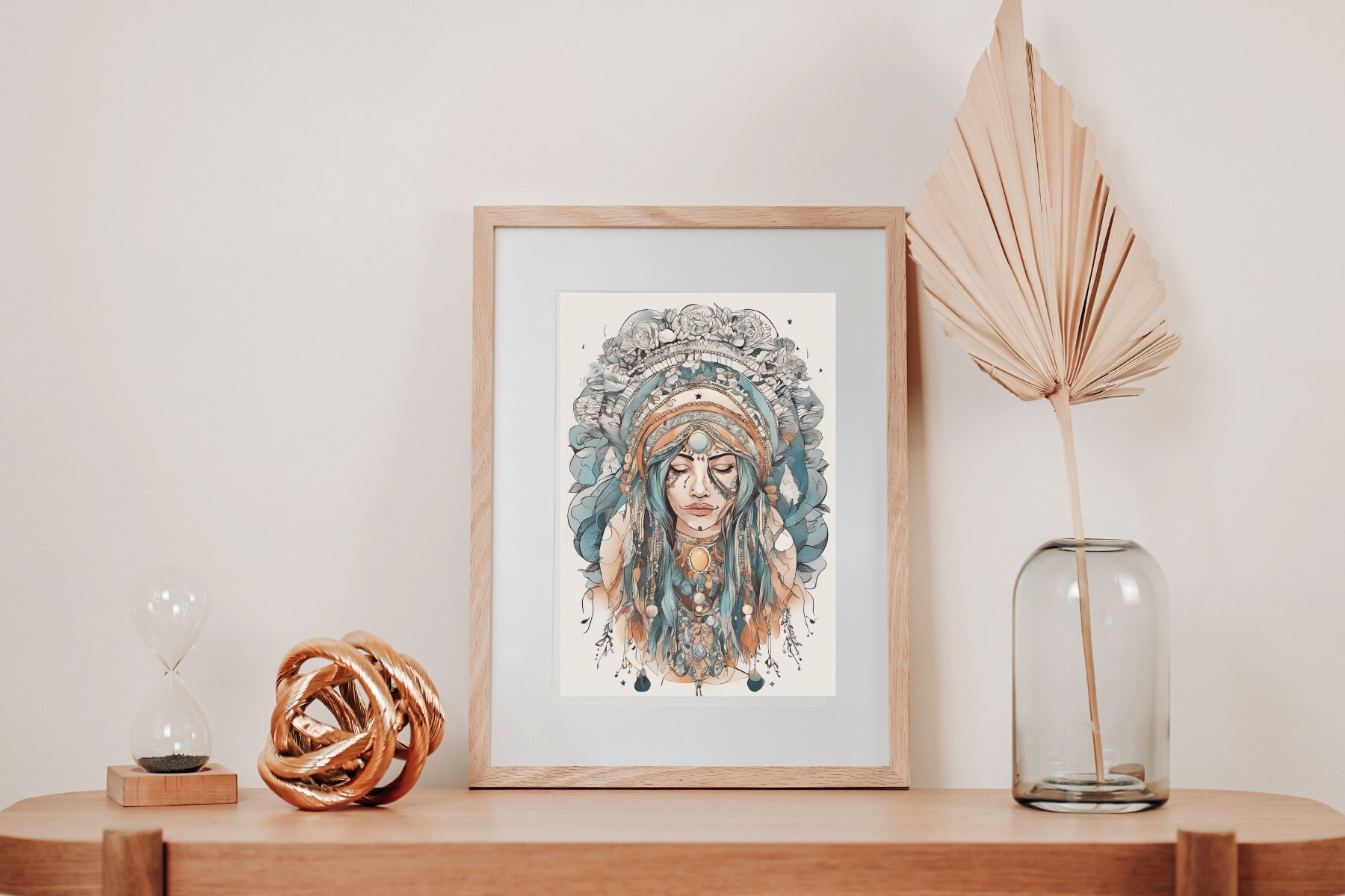 Bohemian Spirit Woman Digital Art Download, Tribal Pastel Print ...