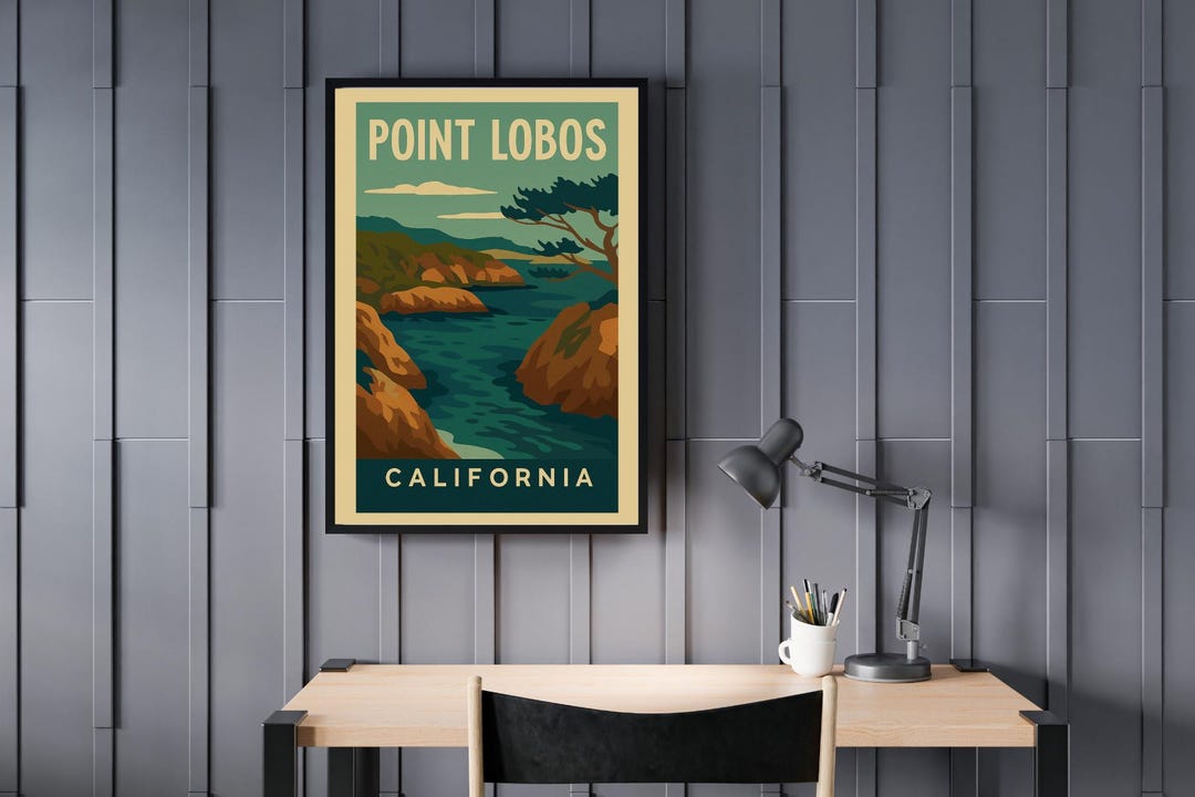 Point Lobos Vintage Travel Poster: California Coastal Art (digital ...
