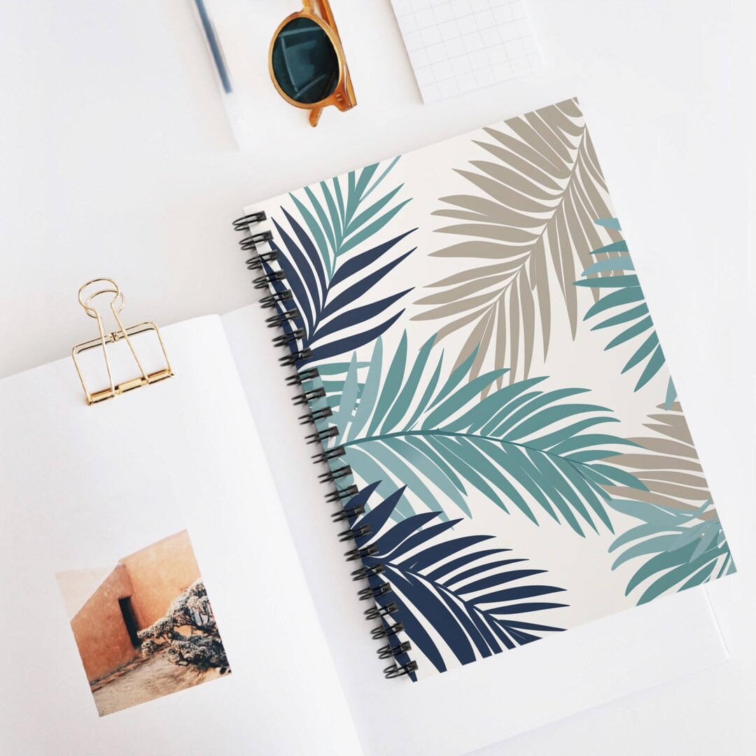 Blue Palm Spiral Notebook, Island Luxe Journal, Back to School, Booktok ...