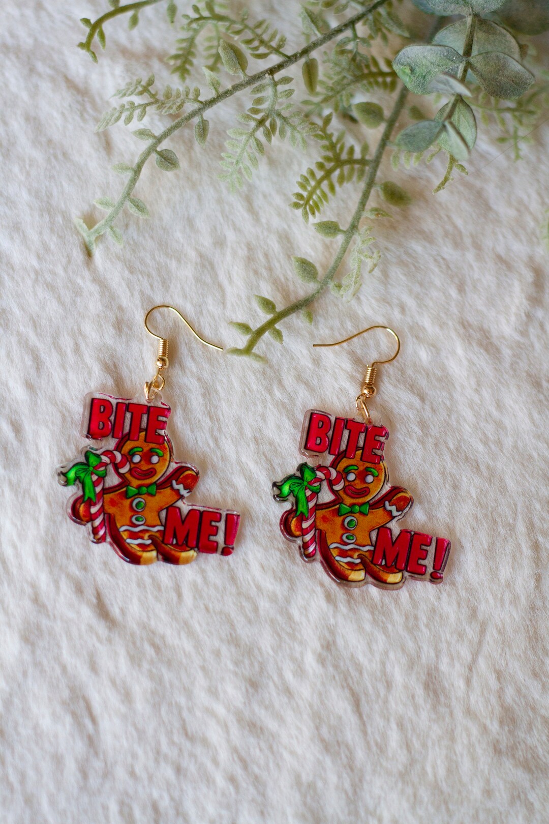 Gingy You're A Monster Bite Me Christmas Earrings, Gingerbread Earrings ...