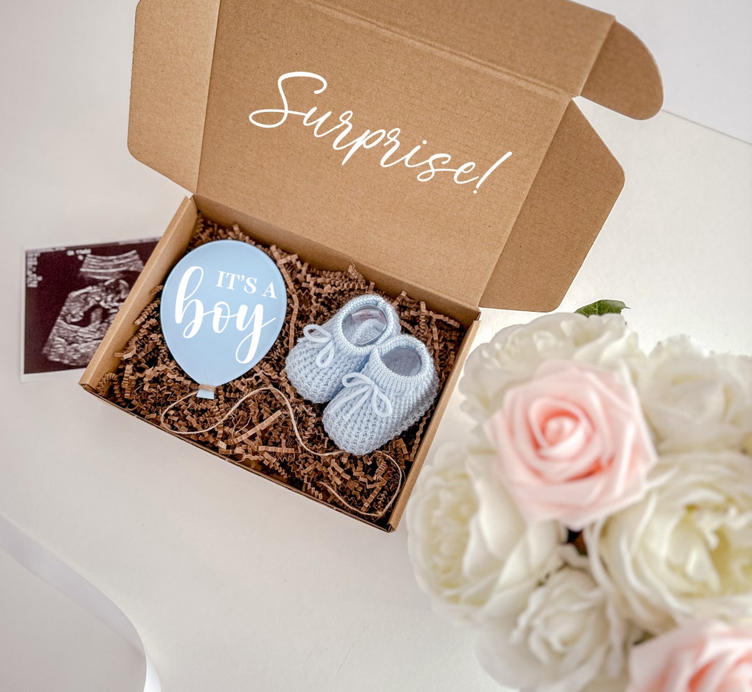 Gender Reveal Gift Box, Gender Reveal for Baby Boy, Baby Boy Gender ...