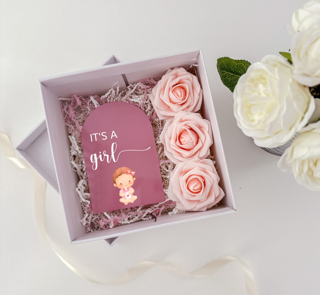 Baby Girl Gender Reveal, Girl Gender Reveal Gift Box, Gender Reveal ...