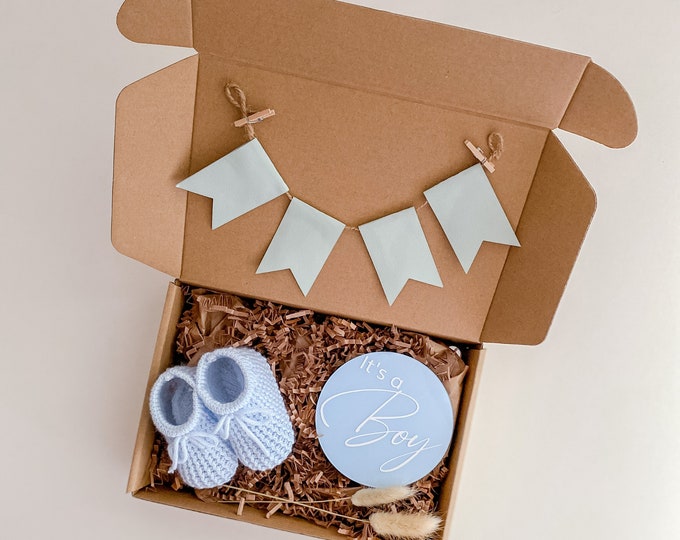 Gender Reveal Gift Box, Gender Reveal for Baby Boy, Baby Boy Gender ...