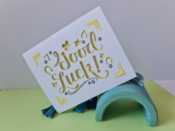 Good Luck Paper Cut Out Good Luck Card Greeting Card - Etsy