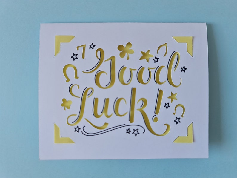 Good Luck Paper Cut Out Good Luck Card Greeting Card - Etsy