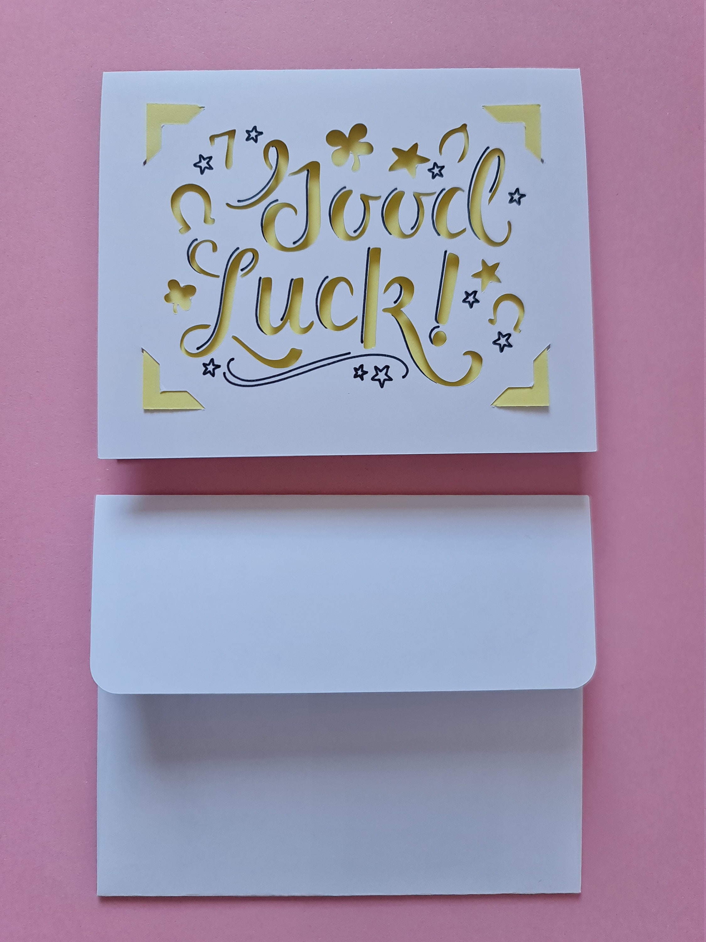 Good Luck Paper Cut Out Good Luck Card Greeting Card - Etsy