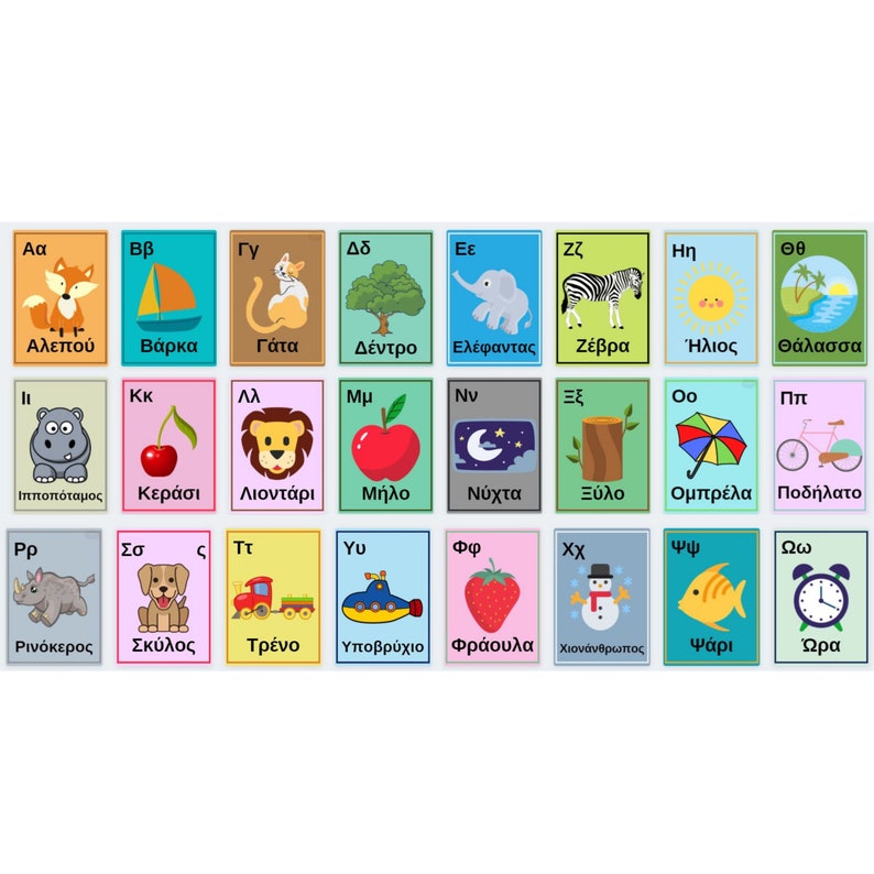 Greek Alphabet Flash Cards - Etsy