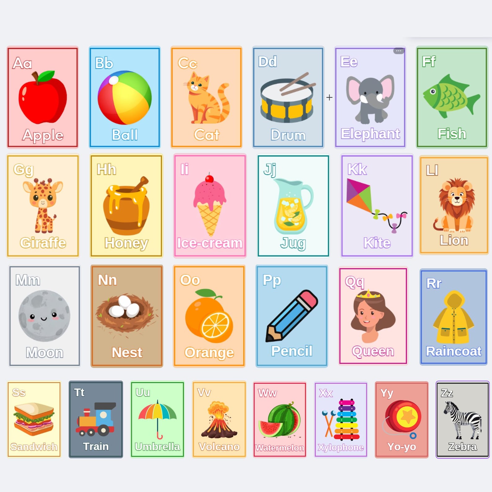 English Alphabet Flash Cards - Etsy