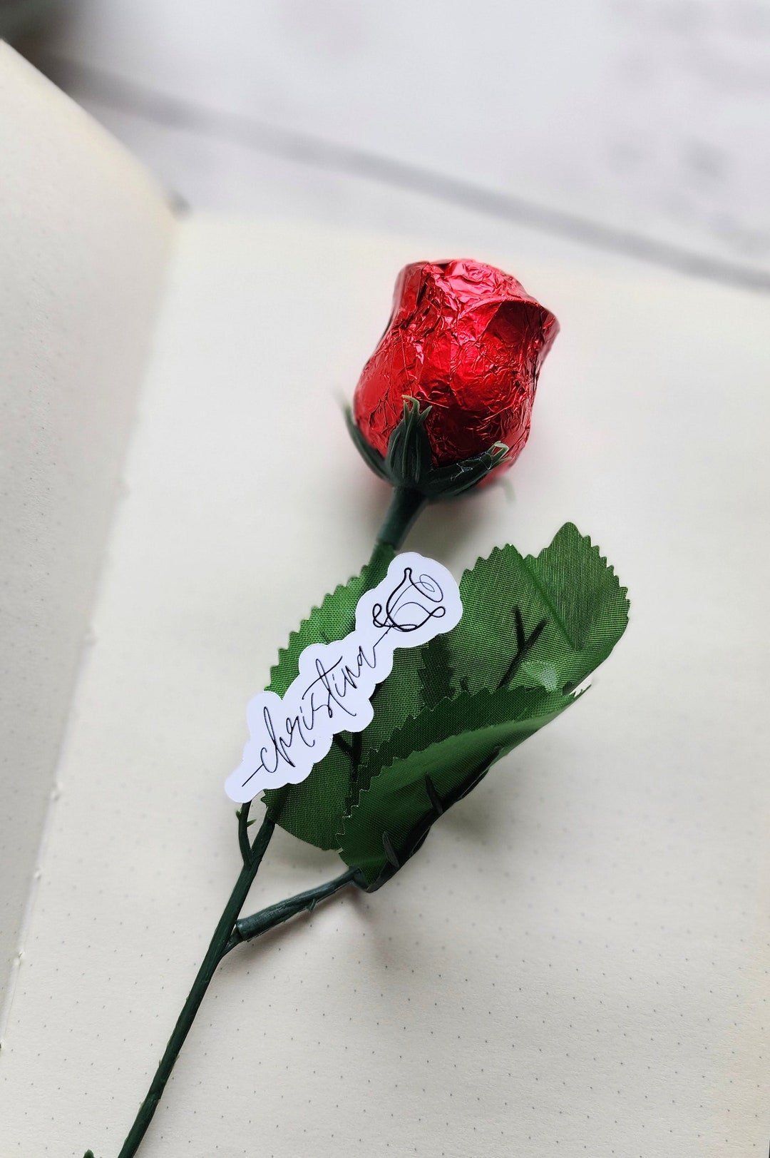 Personalized Custom Name Rose Sticker, Rose Flower Name Sticker ...