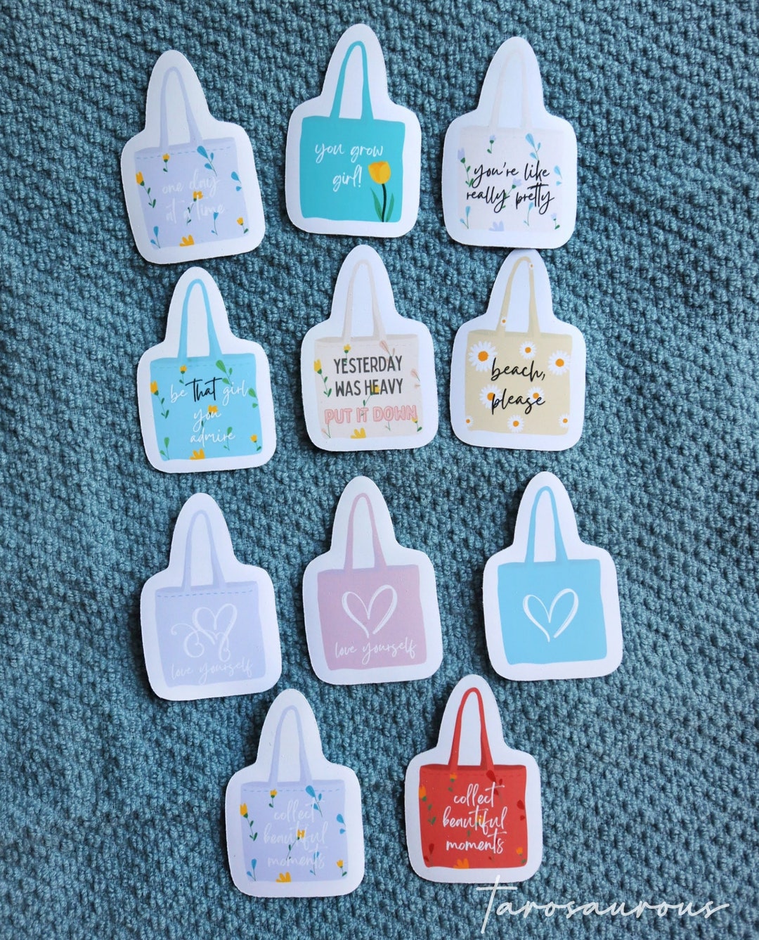 SET OF 11 STICKERS - Recycled Tote Bag Vinyl Stickers - Motivational ...