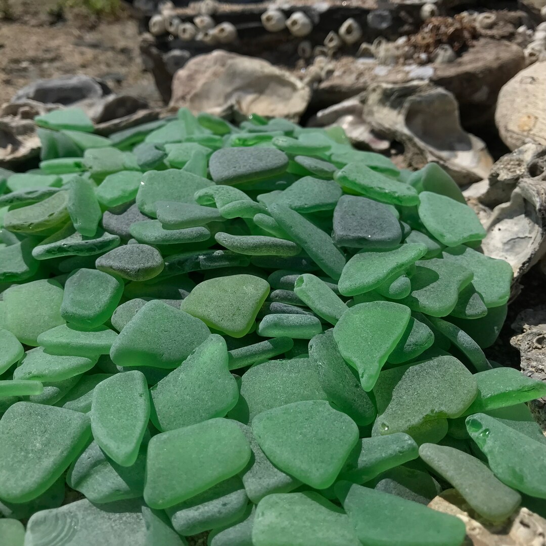 Genuine Green Sea Glass Lot 50 Pieces, 2-3cm 13/16 1 3/16 Authentic Sea ...
