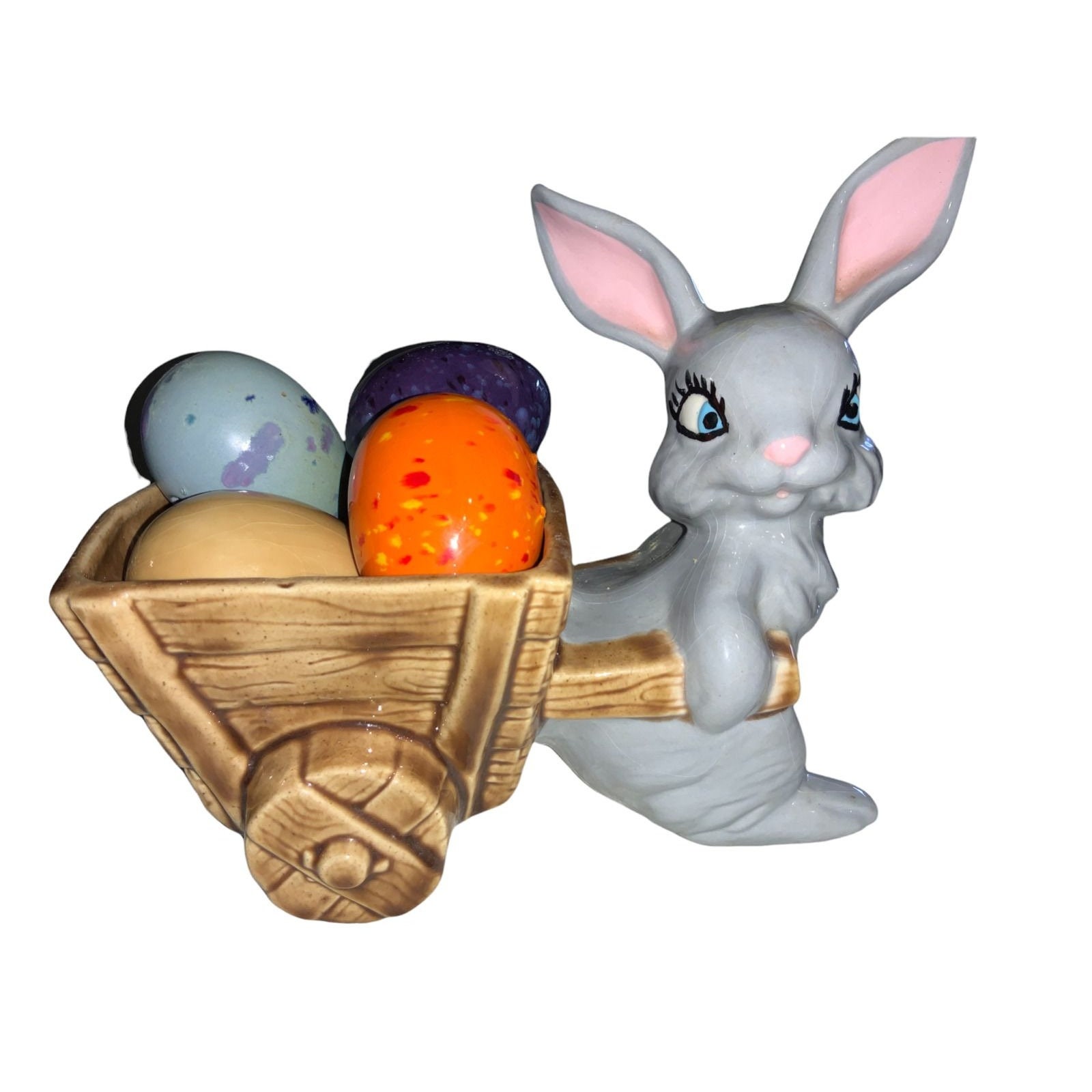Vintage Ceramic Easter Bunny Pulling Cart of Eggs - Etsy