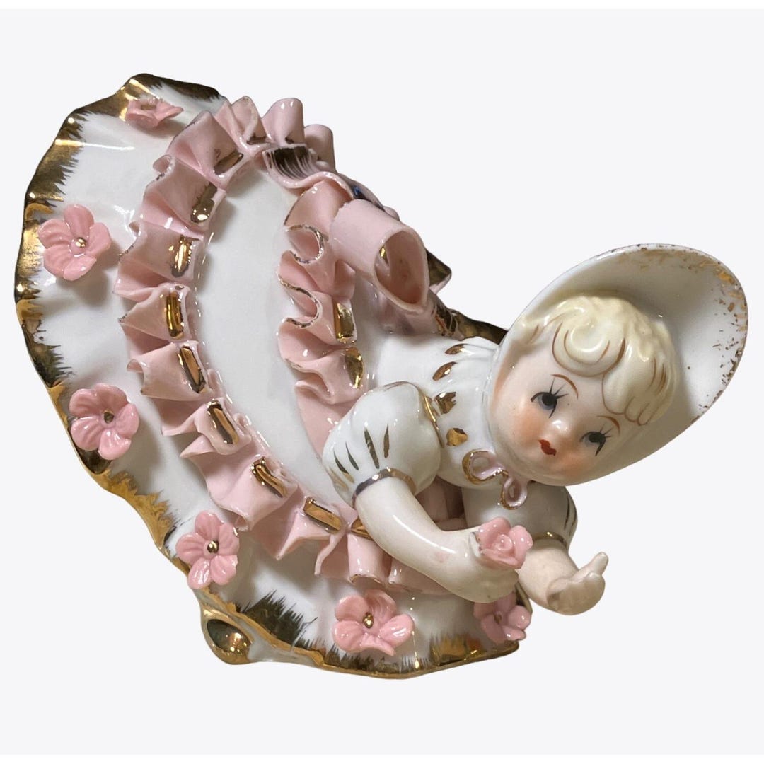 Lefton Porcelain Bloomer Girl Bending Over KW1412 Vintage - Etsy