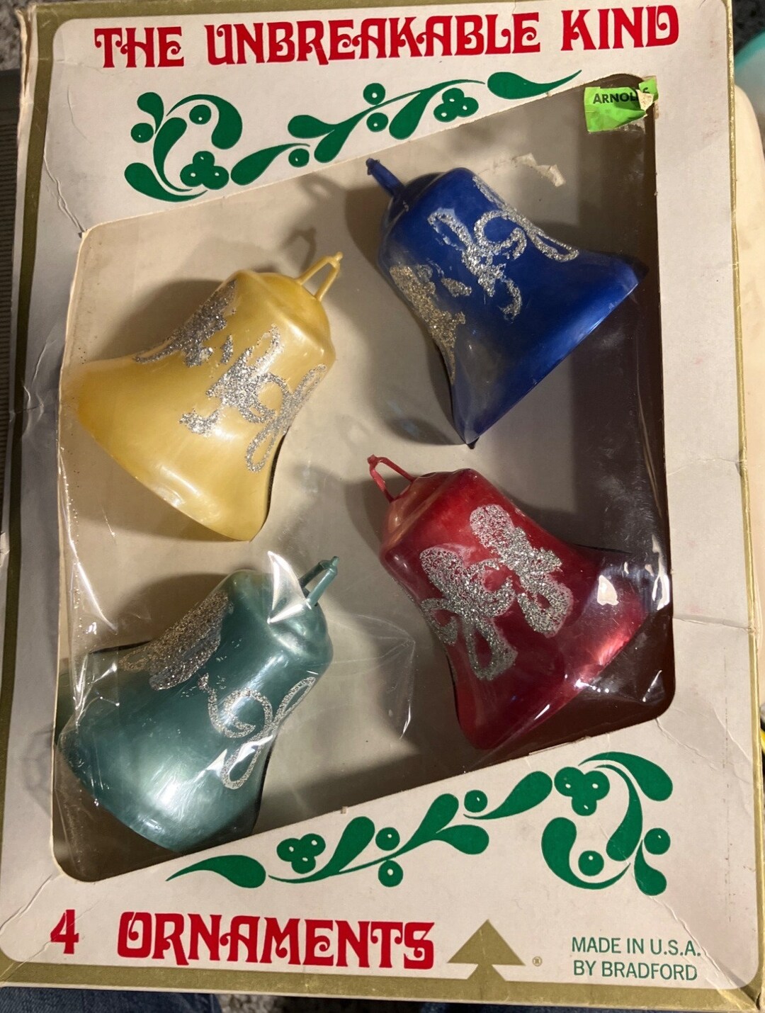 Bradford Novelty Company Christmas Plastic Bell Ornaments 4 Ornaments ...