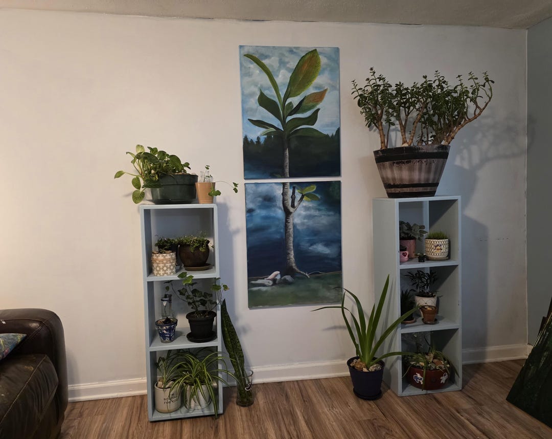 Original Acrylic Tree Sprout Painting: 22x54" Canvas Artwork - Etsy