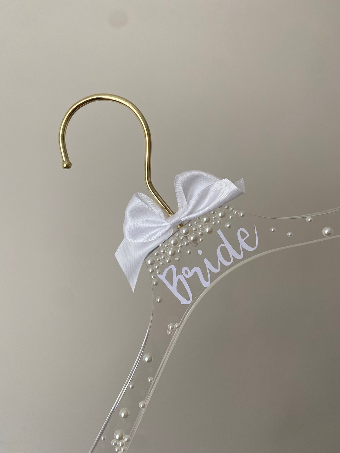 Transparent and Gold Personalized Wedding Hanger With Pearls - Etsy
