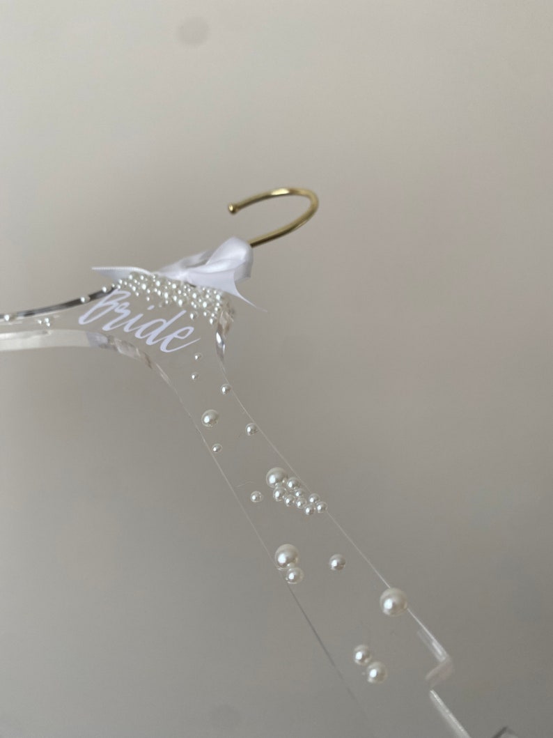 Transparent and Gold Personalized Wedding Hanger With Pearls - Etsy