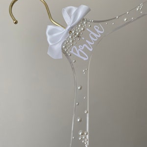 Transparent and Gold Personalized Wedding Hanger With Pearls - Etsy