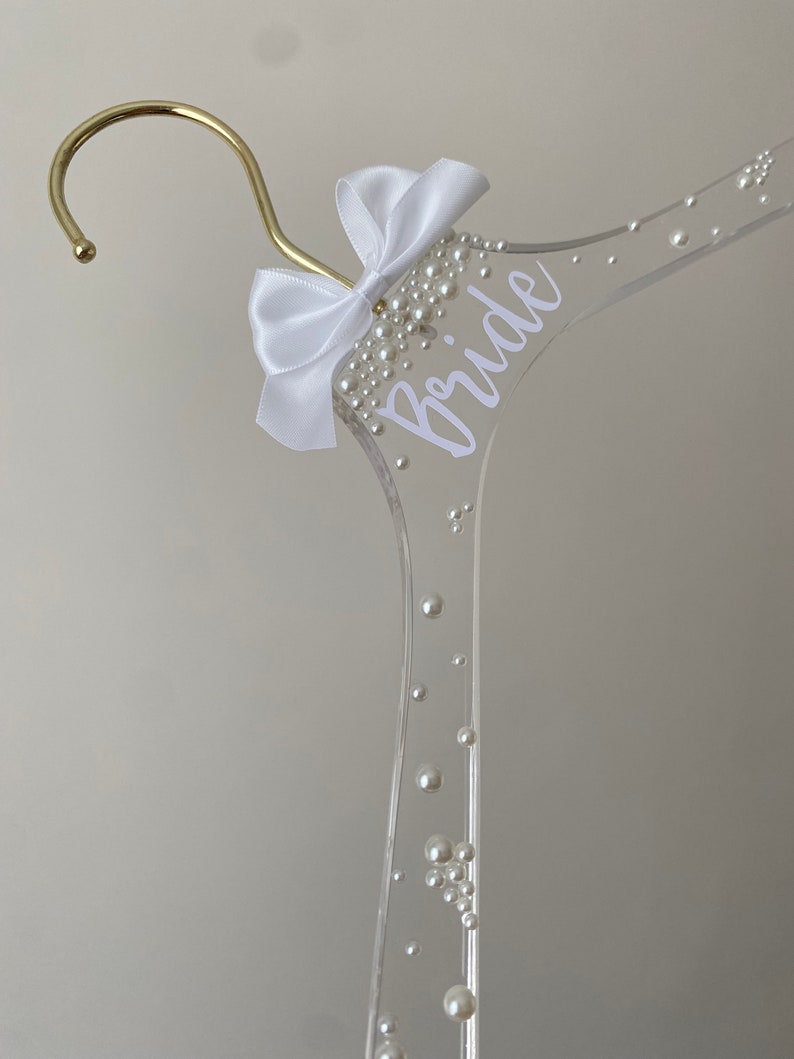 Transparent and Gold Personalized Wedding Hanger With Pearls - Etsy