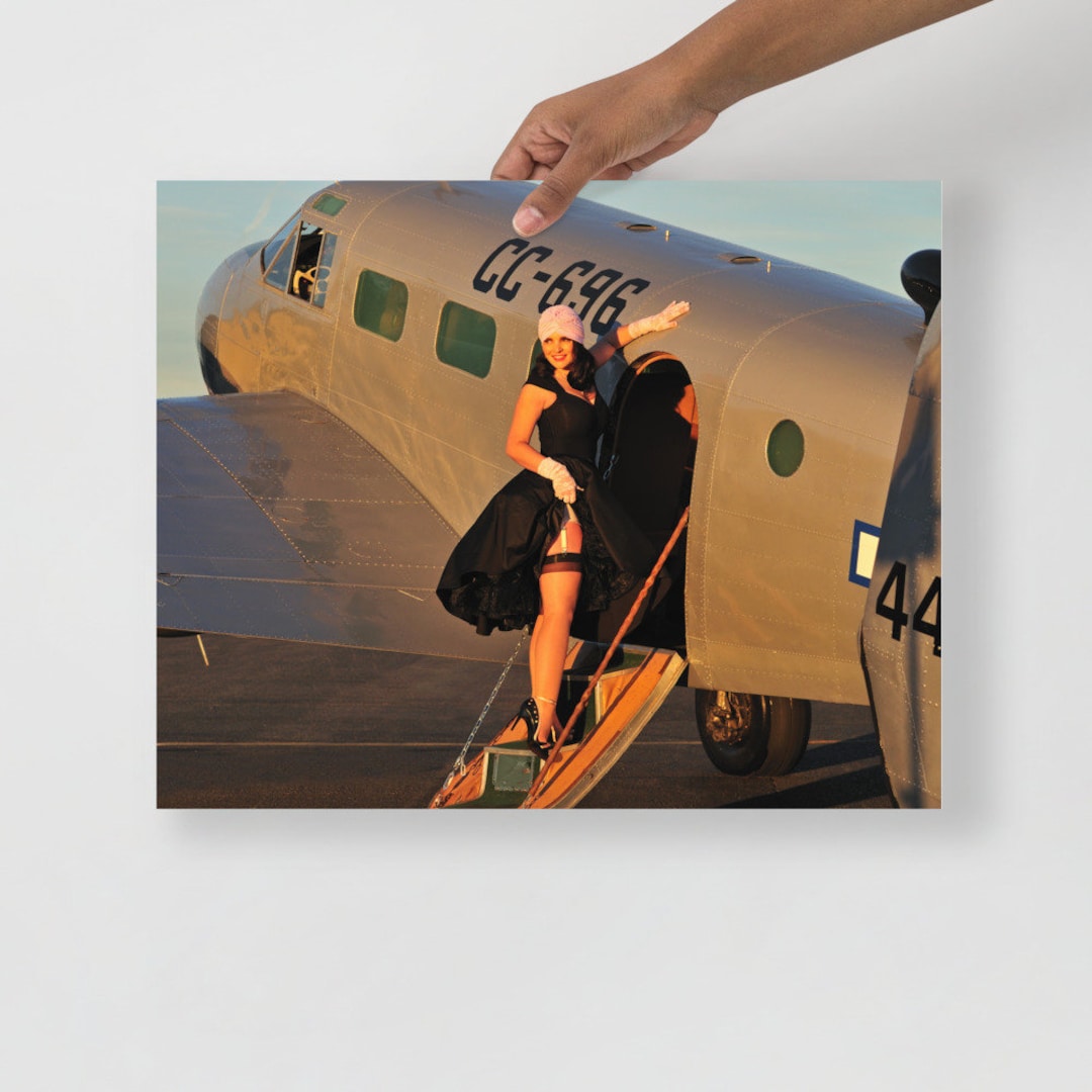 1940's Glamour Aviation Poster - Vintage Aircraft With Classy Pin up ...