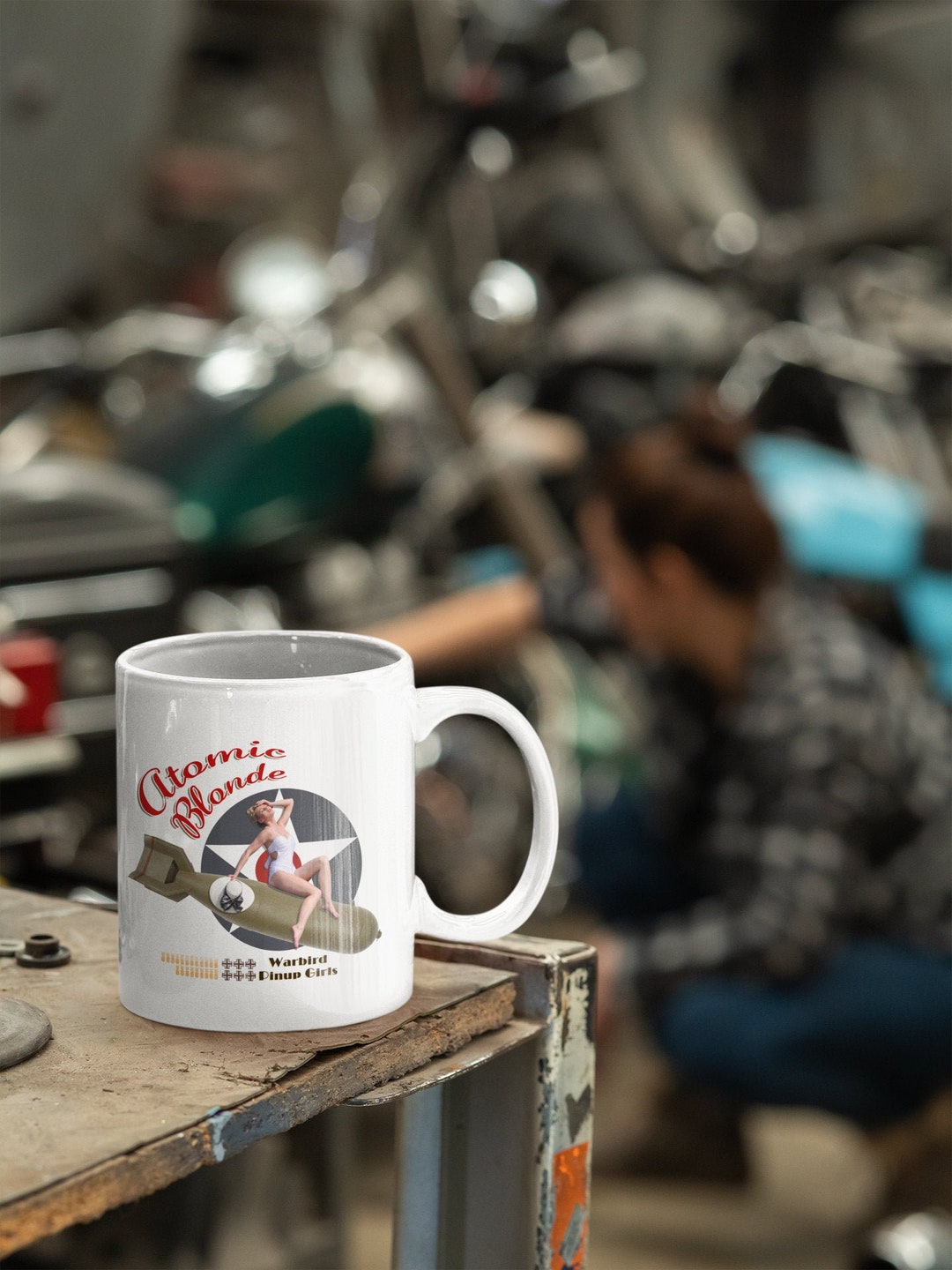 Atomic Blond Pin up Girl Mug - Retro Style Aviation Mug, A Cool Gift ...