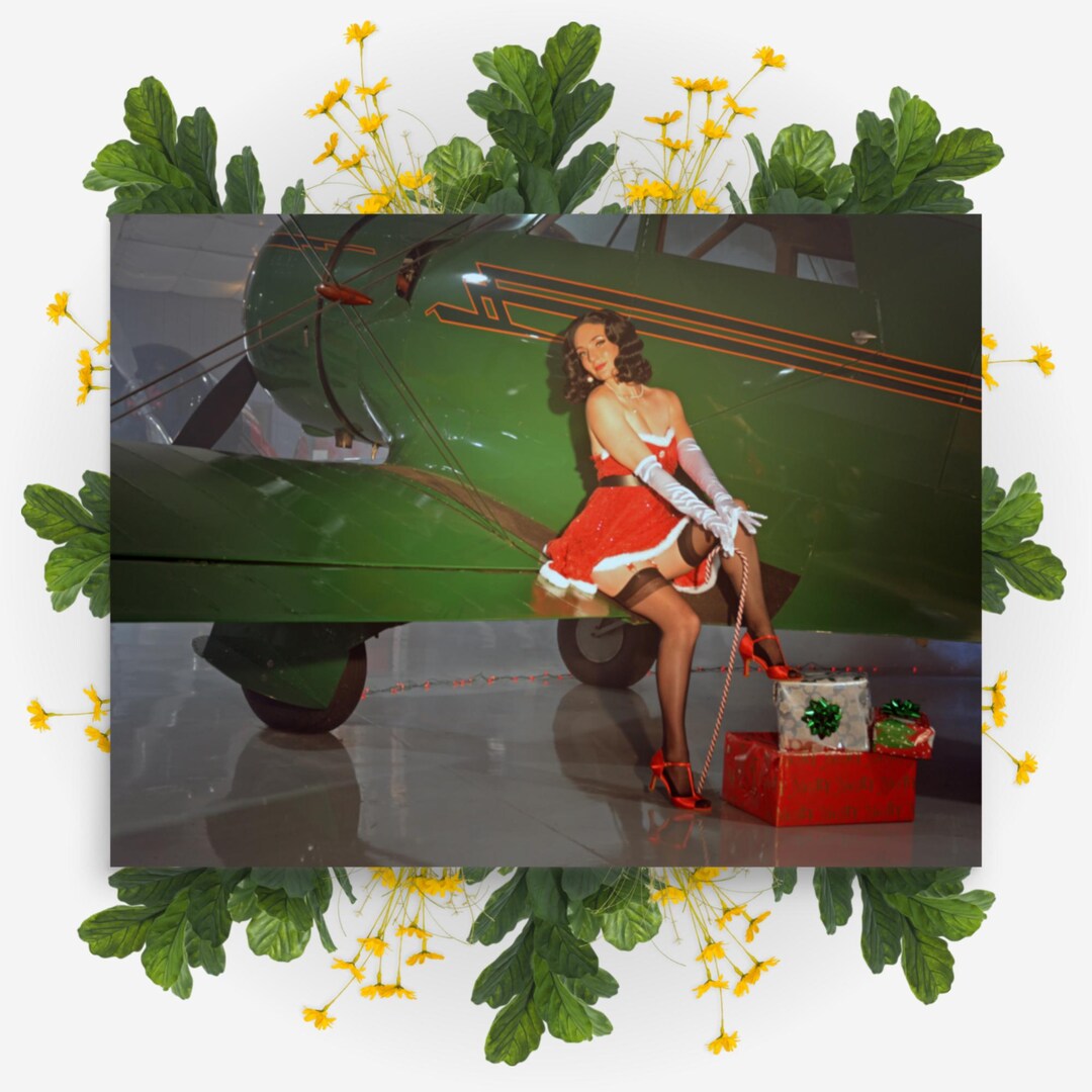 Christmas Pin up Photo Print | 1936 Beechcraft Staggerwing Holiday ...