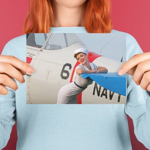 1940s Navy Aviation Poster - Photo Print of 40s Style Woman With WW2 ...