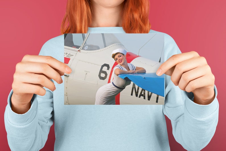 1940s Navy Aviation Poster - Photo Print of 40s Style Woman With WW2 ...