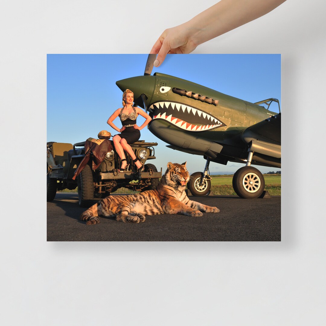 AVG Flying Tigers Tribute Poster WWII P-40 Aircraft and Pinup Girl ...