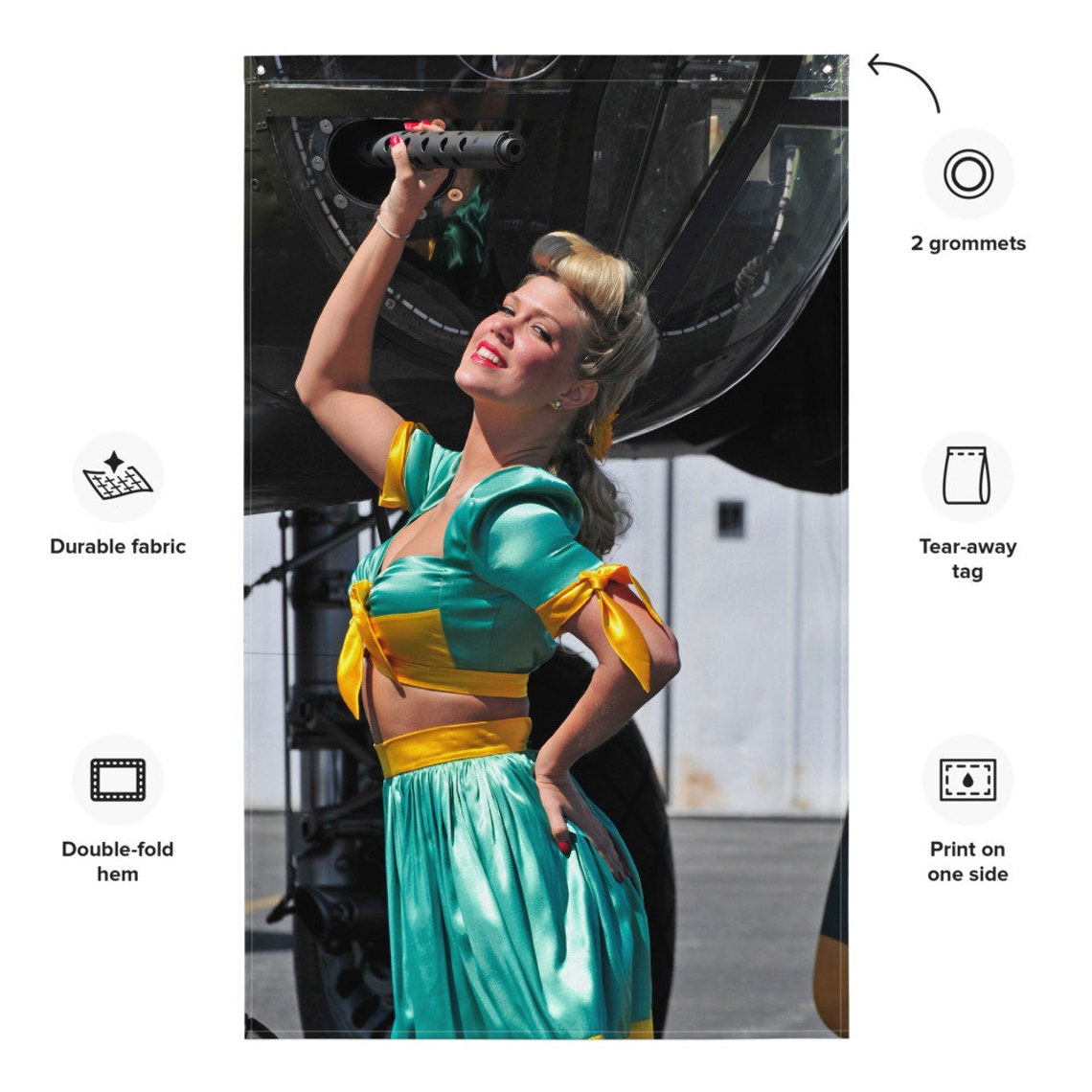 B-25 Mitchell Aircraft Pin up Flag 1940's Pin up Girl - Etsy