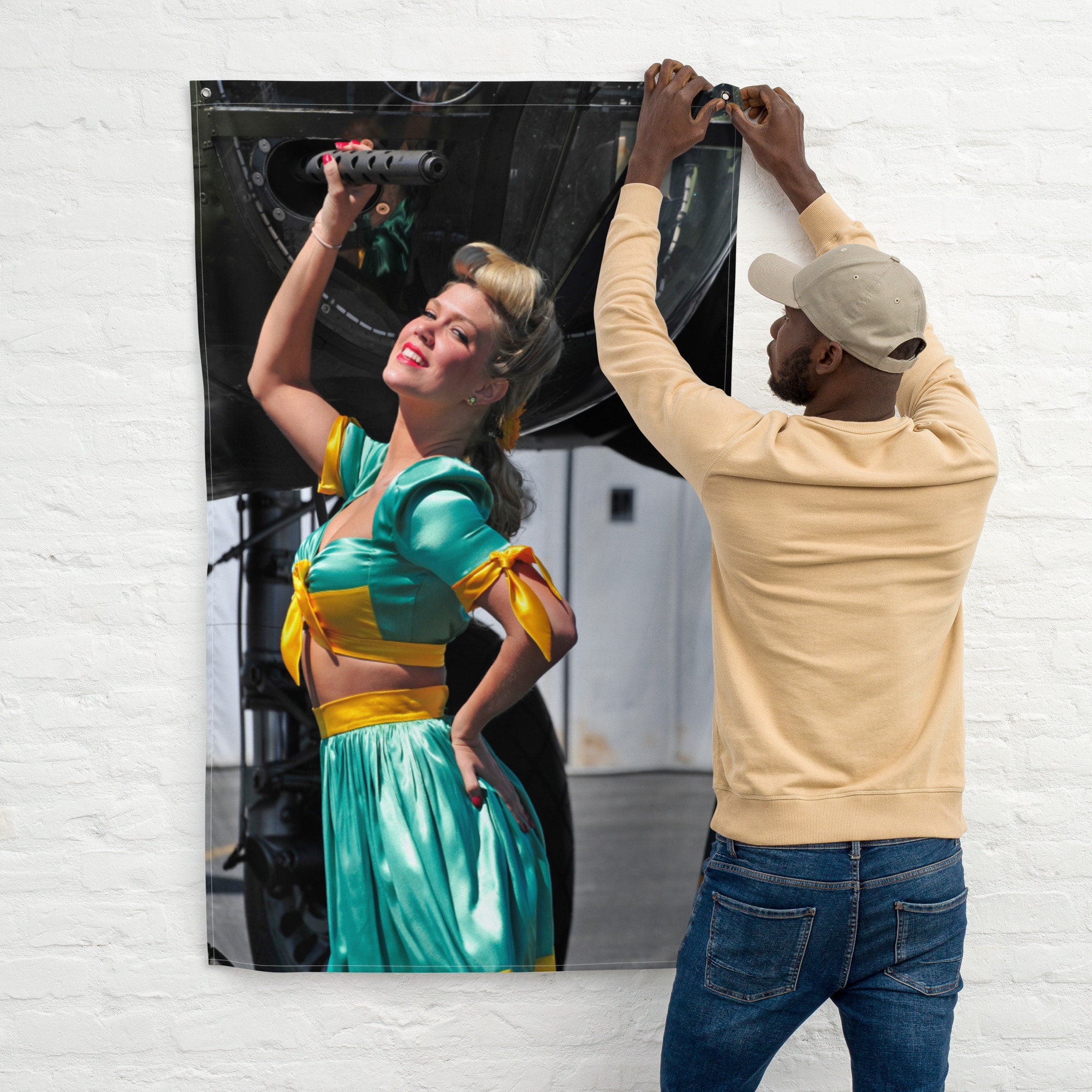 B-25 Mitchell Aircraft Pin up Flag 1940's Pin up Girl - Etsy