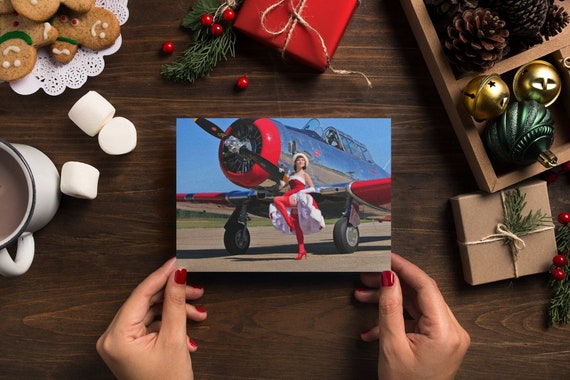 Christmas Pinup Aviation Poster Portrait of Beautiful - Etsy