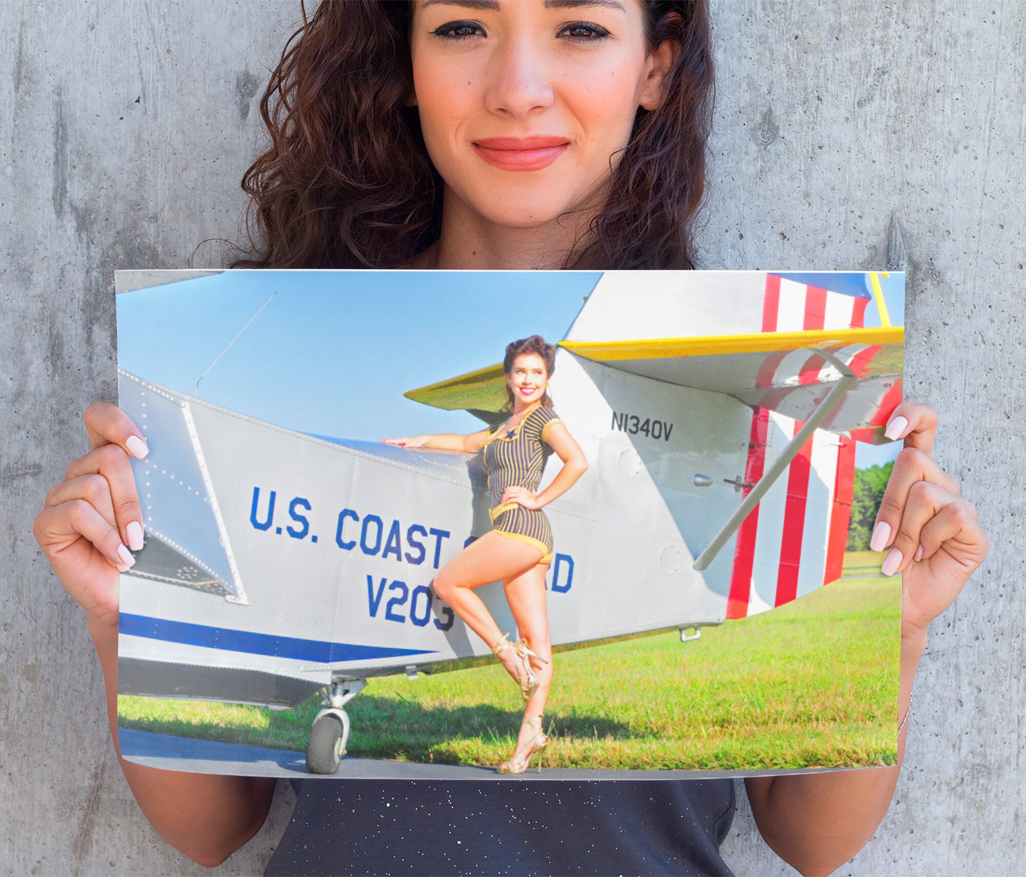 Aviation Pinup Girl Photo Poster - Aviation Pilot Gifts, 1940's Pin up ...