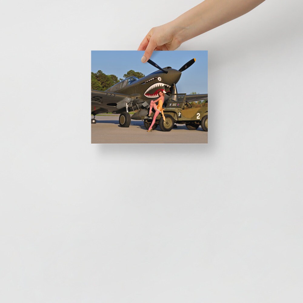 Classic Pinup P-40 Warhawk Aircraft Poster - WWII Fighter Plane Photo ...