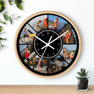 Warbird Pinup Girls Multi Image 10 Inch Round Wall Clock | Aviation Pin ...