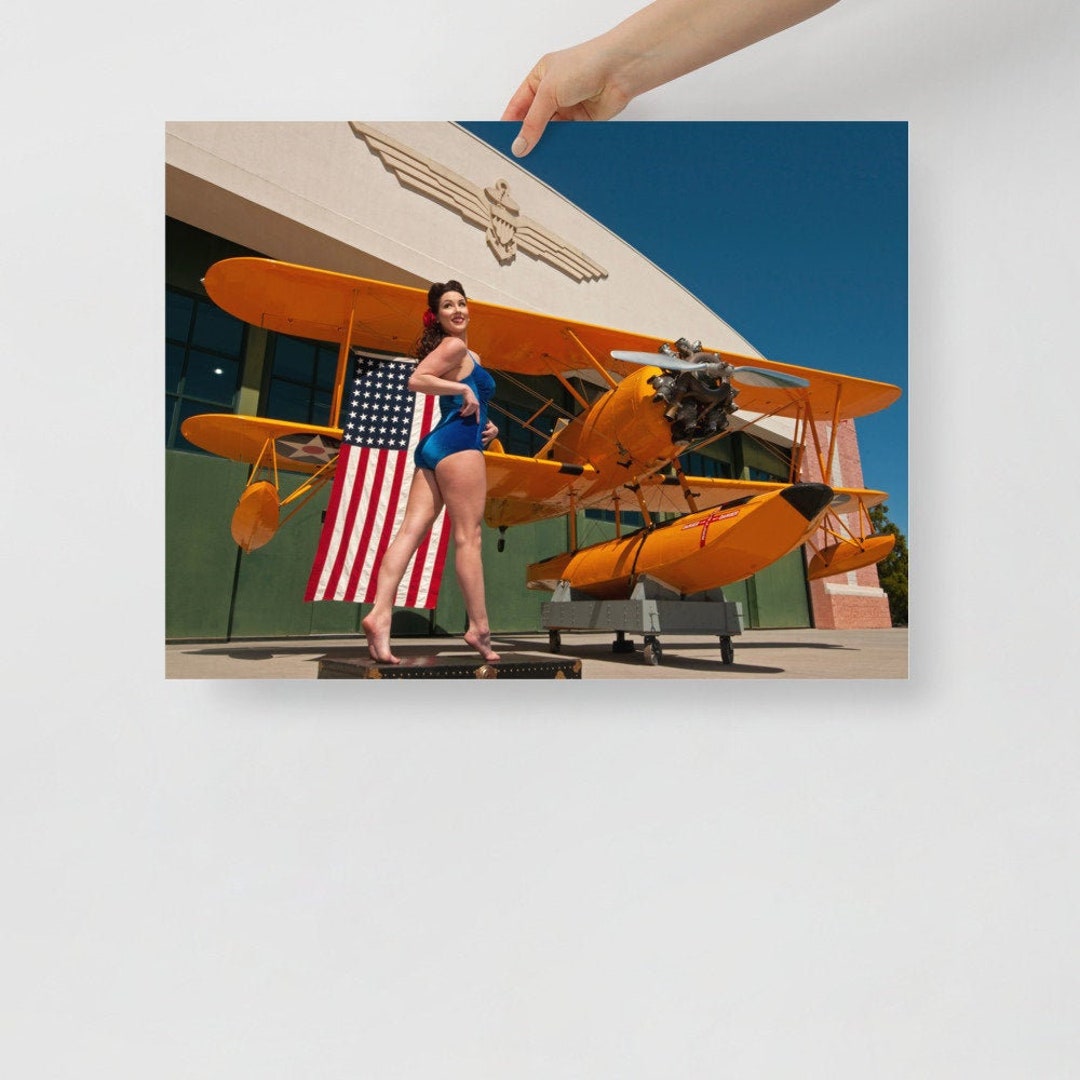 Patriotic Pin up Girl Poster - 40s Inspired Pinup Girl With WWII Era ...