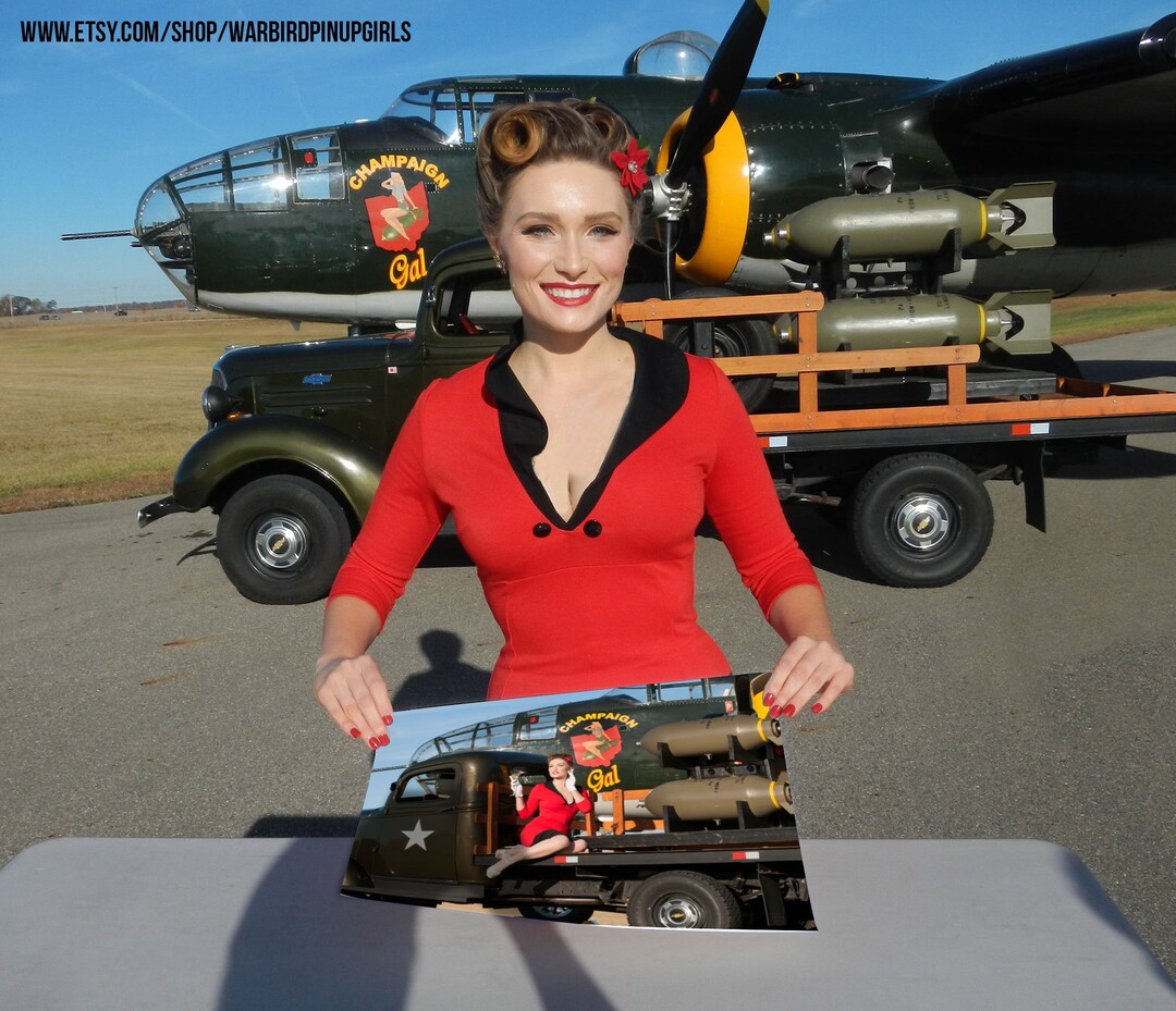 Champaign Gal B-25 Poster | Thick Matte Print of 1940s Pinup Girl With ...