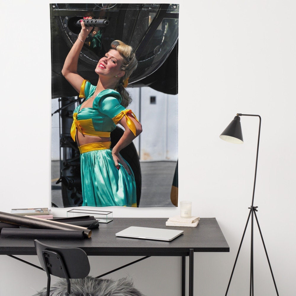 B-25 Mitchell Aircraft Pin up Flag 1940's Pin up Girl - Etsy