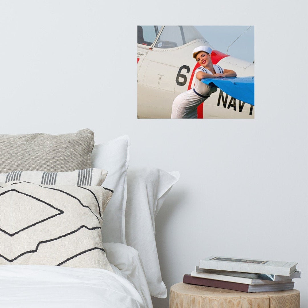 1940s Navy Aviation Poster - Photo Print of 40s Style Woman With WW2 ...