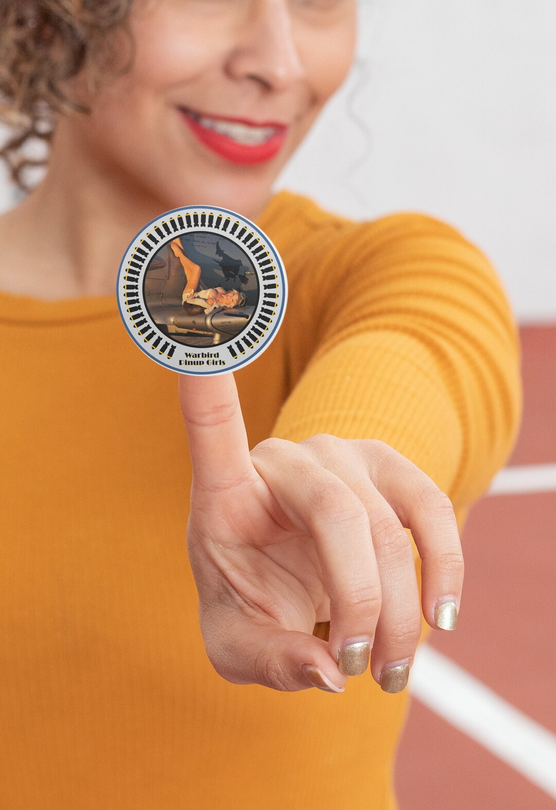 Pinup Bomb 4x4 Inch Sticker - Aviator Pin up Indoor Circle Vinyl ...