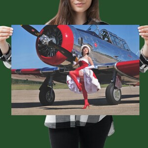 Christmas Pinup Aviation Poster - Portrait of Beautiful Christmas Girl ...
