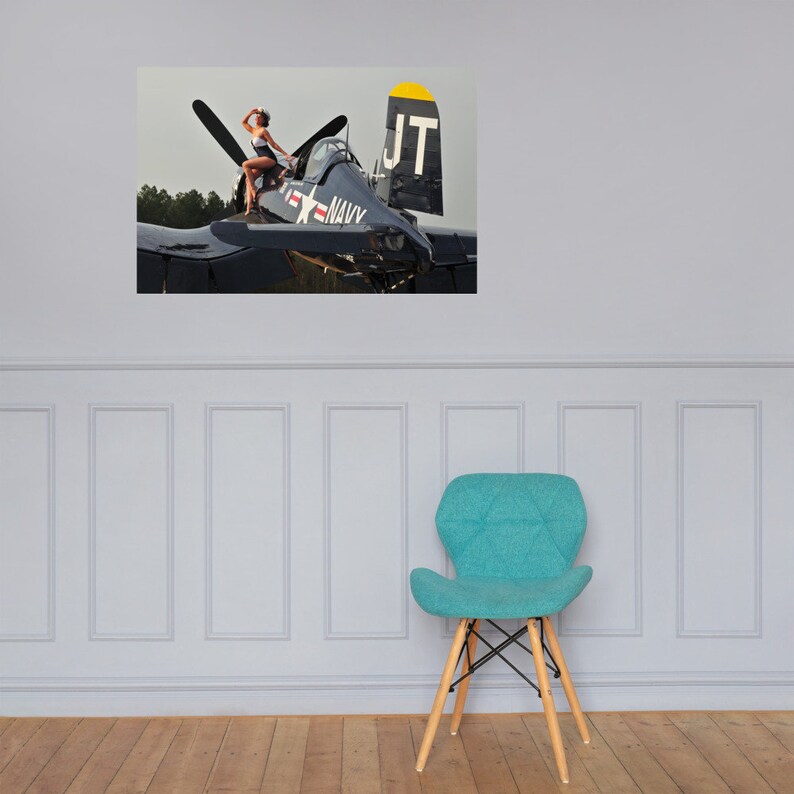 Navy Corsair Aircraft Poster Aviation Pin up Girl & WWII | Etsy