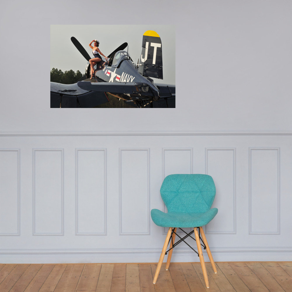 Navy Corsair Aircraft Poster Aviation Pin up Girl & WWII - Etsy