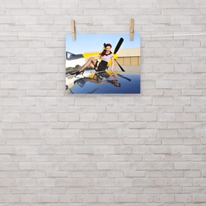 P-51 Mustang Pin up Poster | Warbird Pinup Girls Redhead Woman With ...