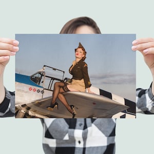 P-51 Mustang Aviation Pin up Poster - WWII Aircraft Photographic Matte ...