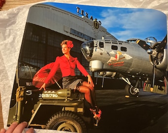 Pinup Aviation Poster With P-51 Mustang WW2 Fighter Plane Retro Warbird ...