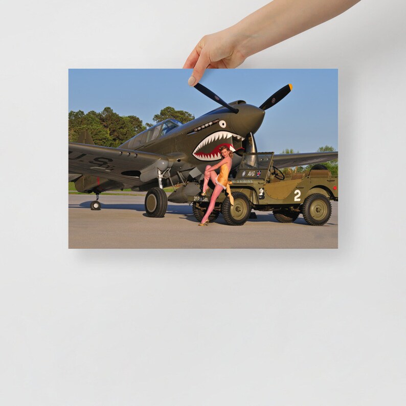 Classic Pinup P-40 Warhawk Aircraft Poster WWII Fighter | Etsy