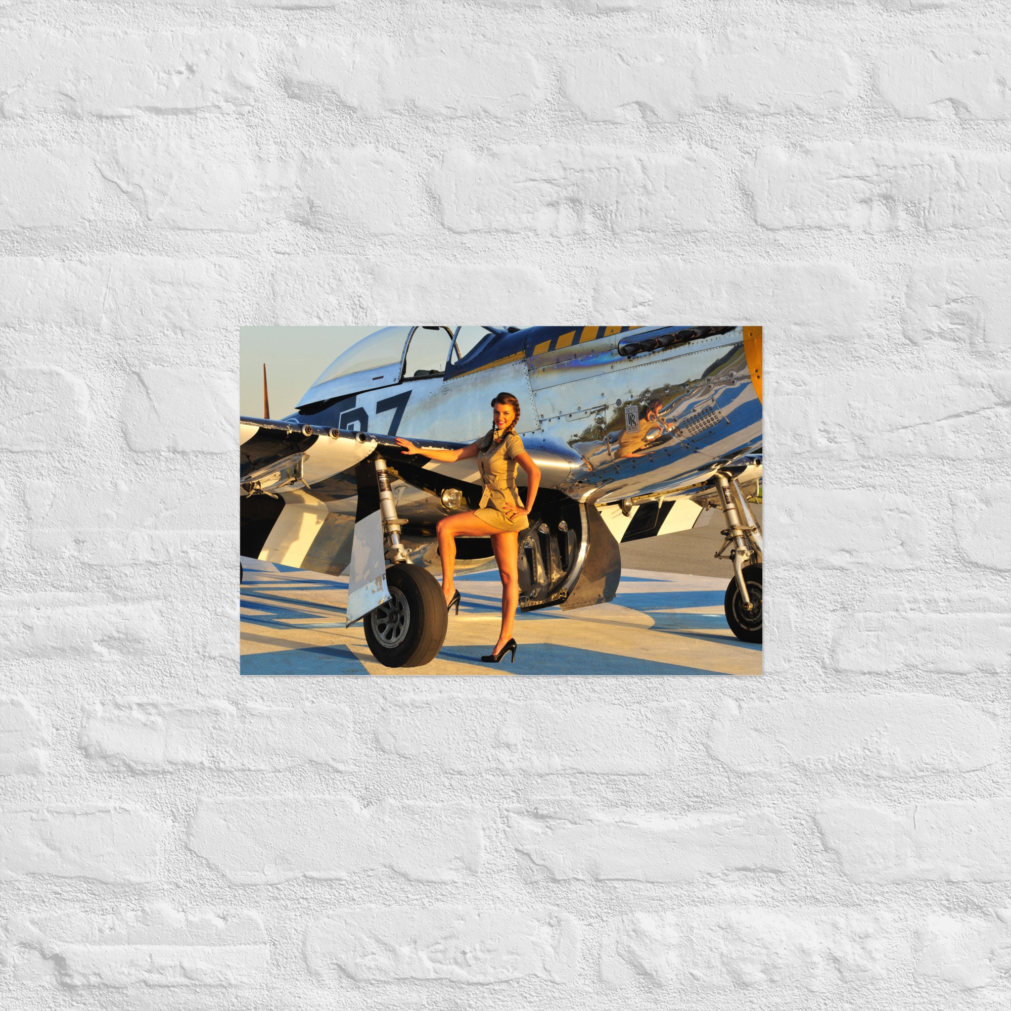 Army Girl P-51 Mustang Poster | Aviation Girl WWII Aircraft Photo Print ...