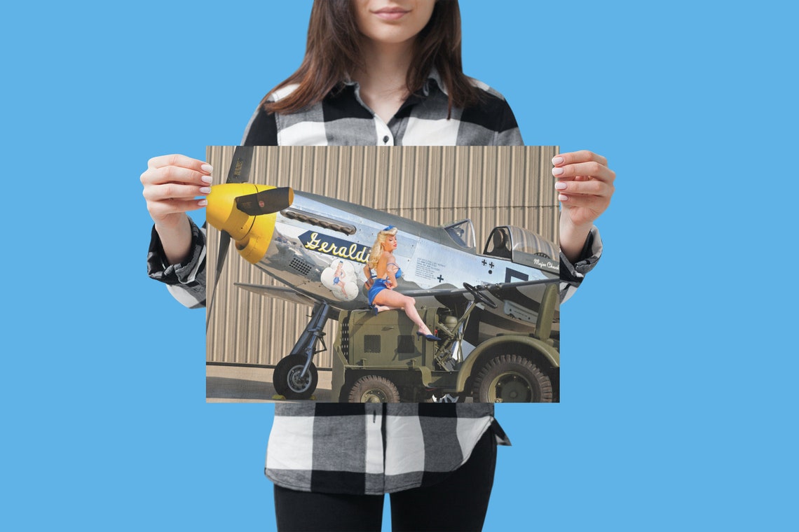 P-51 Mustang WW2 Pinup Poster - Aviation Nose Art Pin up Poster | Man ...