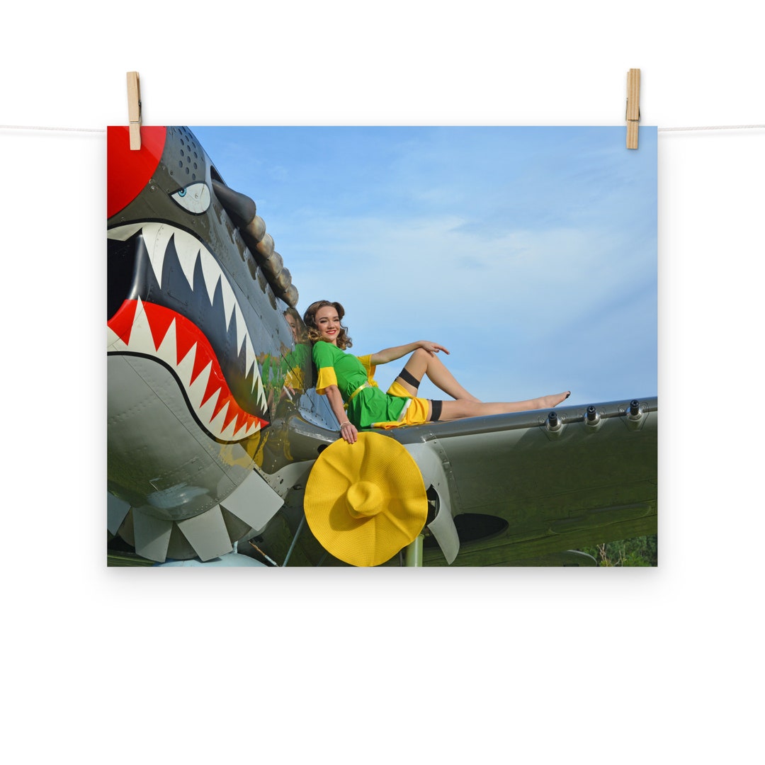 P-40 Warhawk Retro Pinup Poster Warbird Pinup Girls Matte Paper Photo ...
